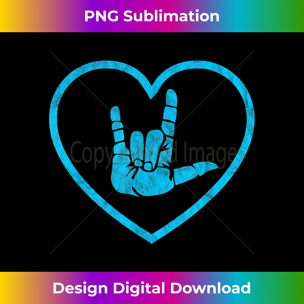 Sign Language I Love You Sign - ASL Retro Distressed Heart - | Inspire ...