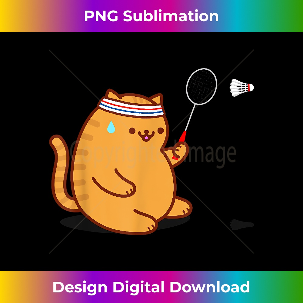 Funny Fat Cat Playing Badminton - Luxe Sublimation PNG Downl - Inspire ...