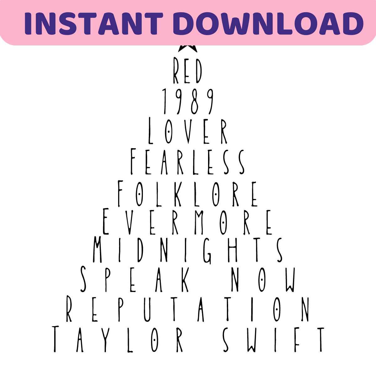 Christmas Tree Taylor Albums Swiftmas SVG Cricut Files | Inspire Uplift