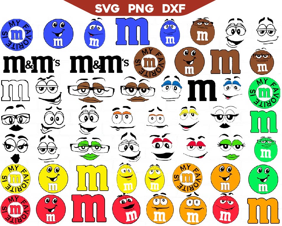 M&M Svg, M&M's Candy 5 Piece Cut Files Set, Letter M Svg, Le - Inspire ...