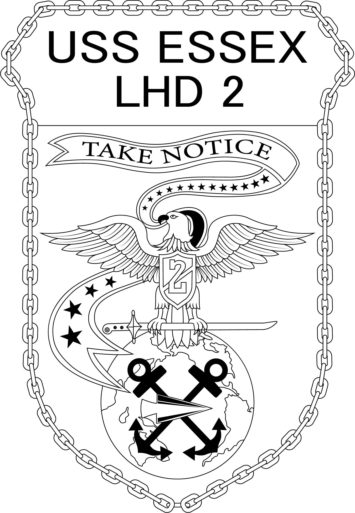 USS ESSEX LHD 2 TAKE NOTICE BADGE VECTOR FILE SVG DXF EPS PN | Inspire ...
