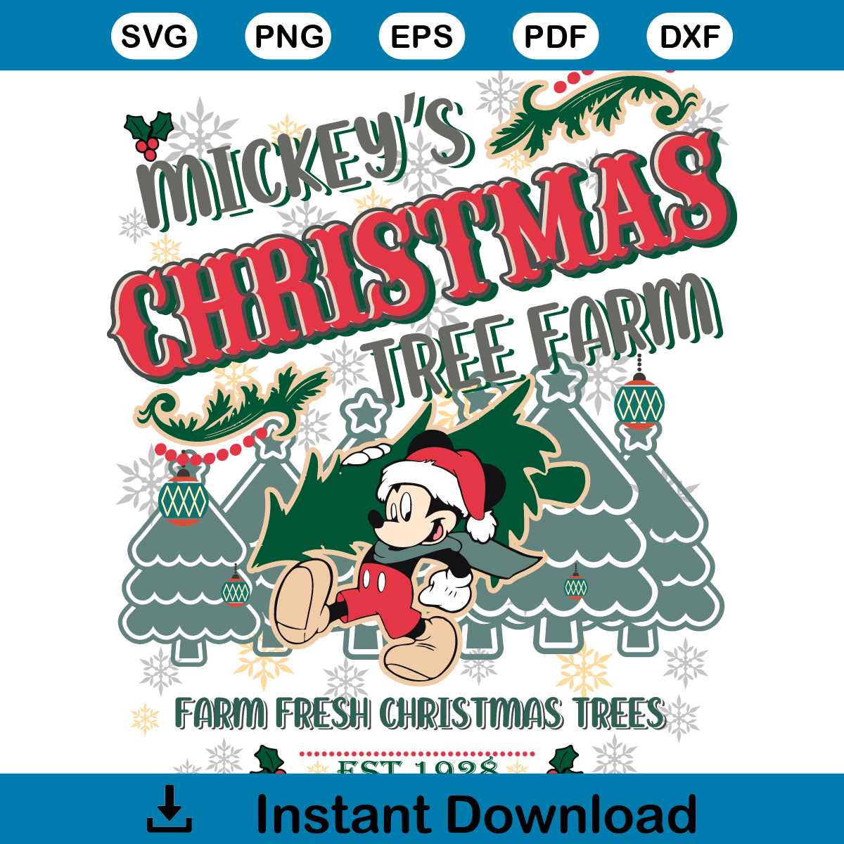 Retro Mickeys Christmas Tree Farm Est 1928 SVG Cricut File - Inspire Uplift