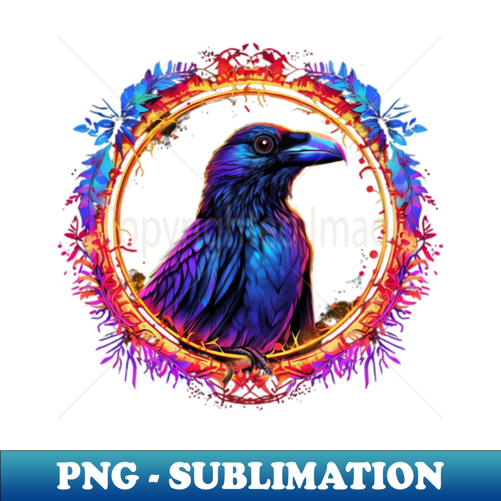 Side Portrait of a Magical Raven with Vibrant Colors Blue Pu | Inspire ...