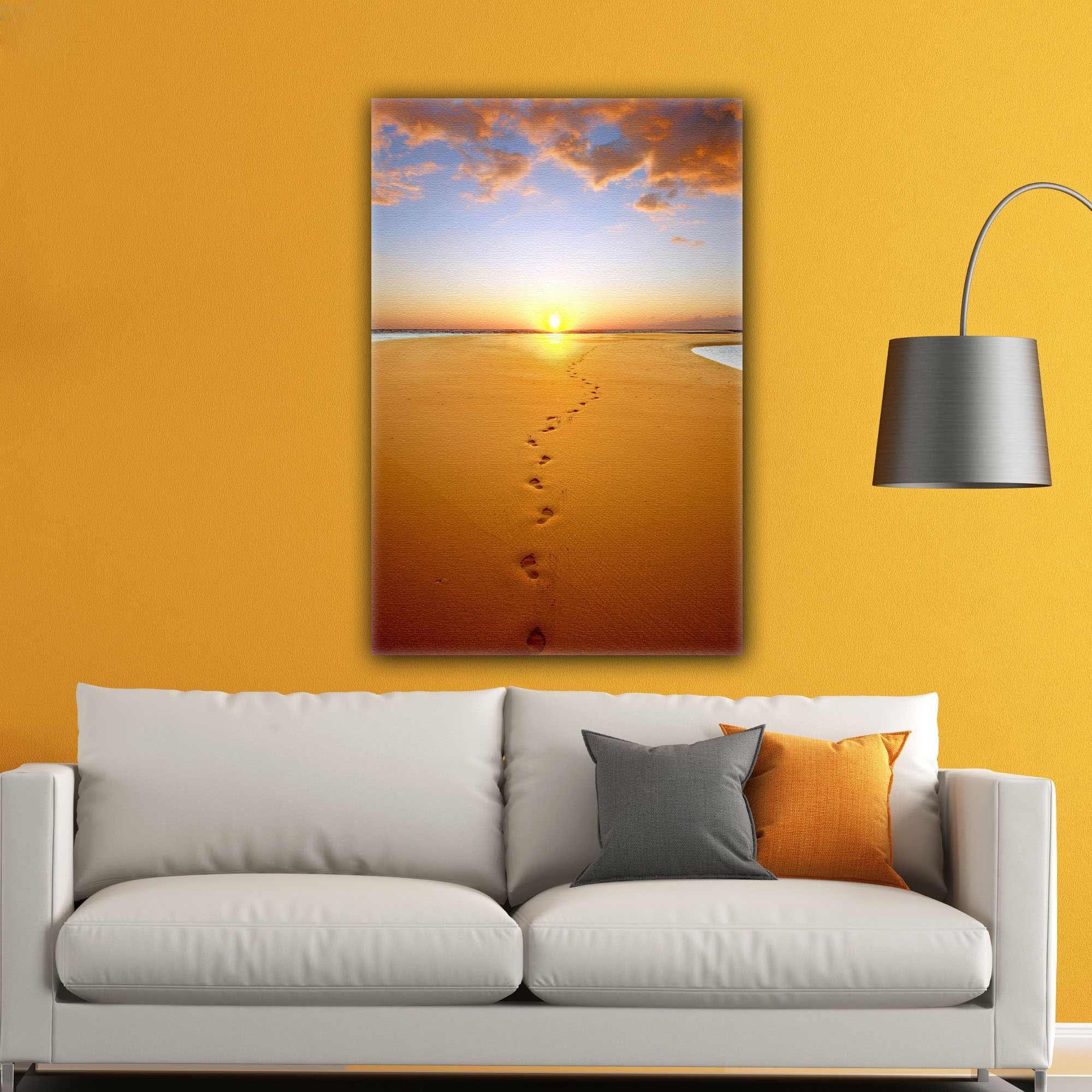 Footprint on Beach Sunset Nature Landscape Beach Roll Up Can | Inspire ...