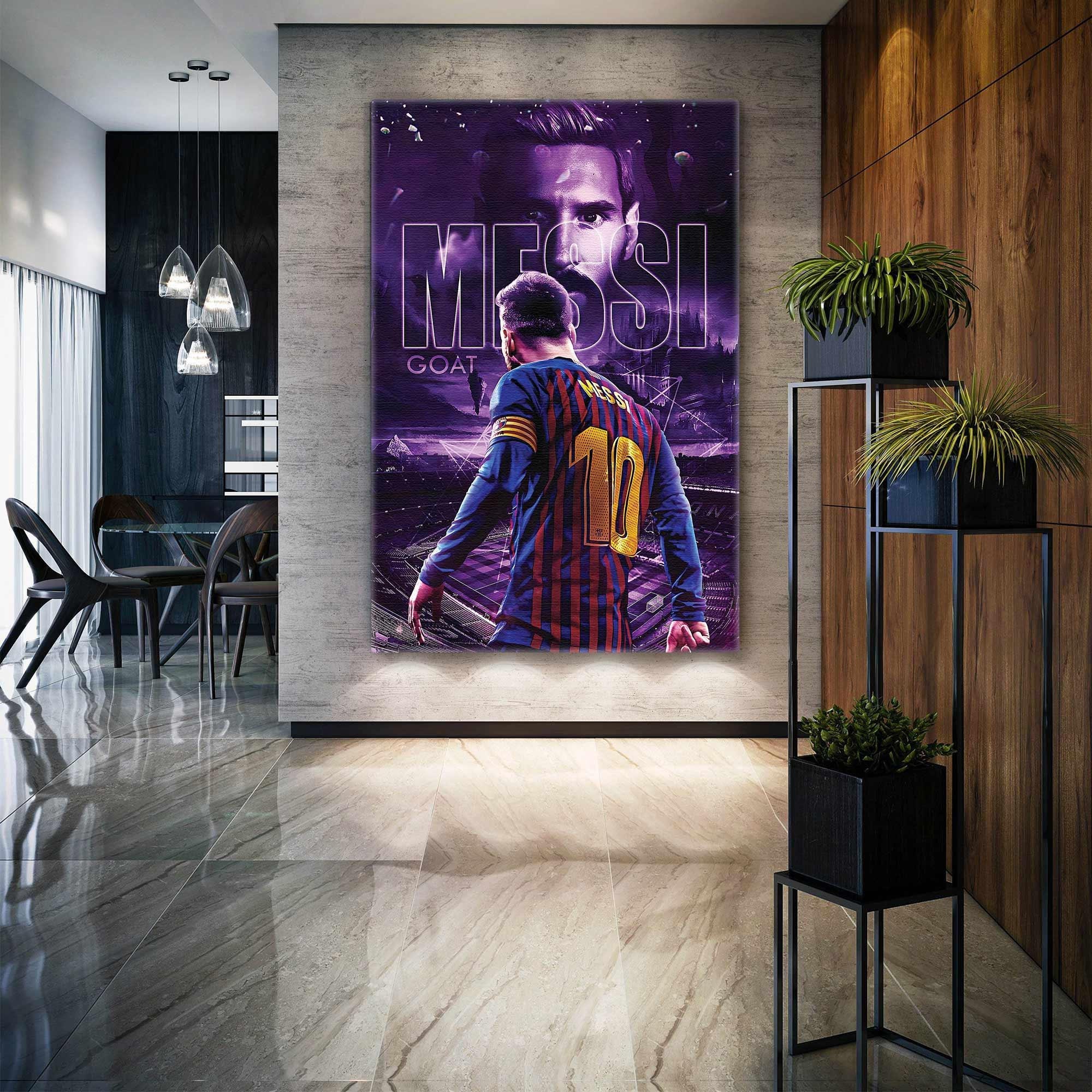GOAT, Lionel Messi Wall Art, Football Wall Decor, Messi Canv | Inspire ...