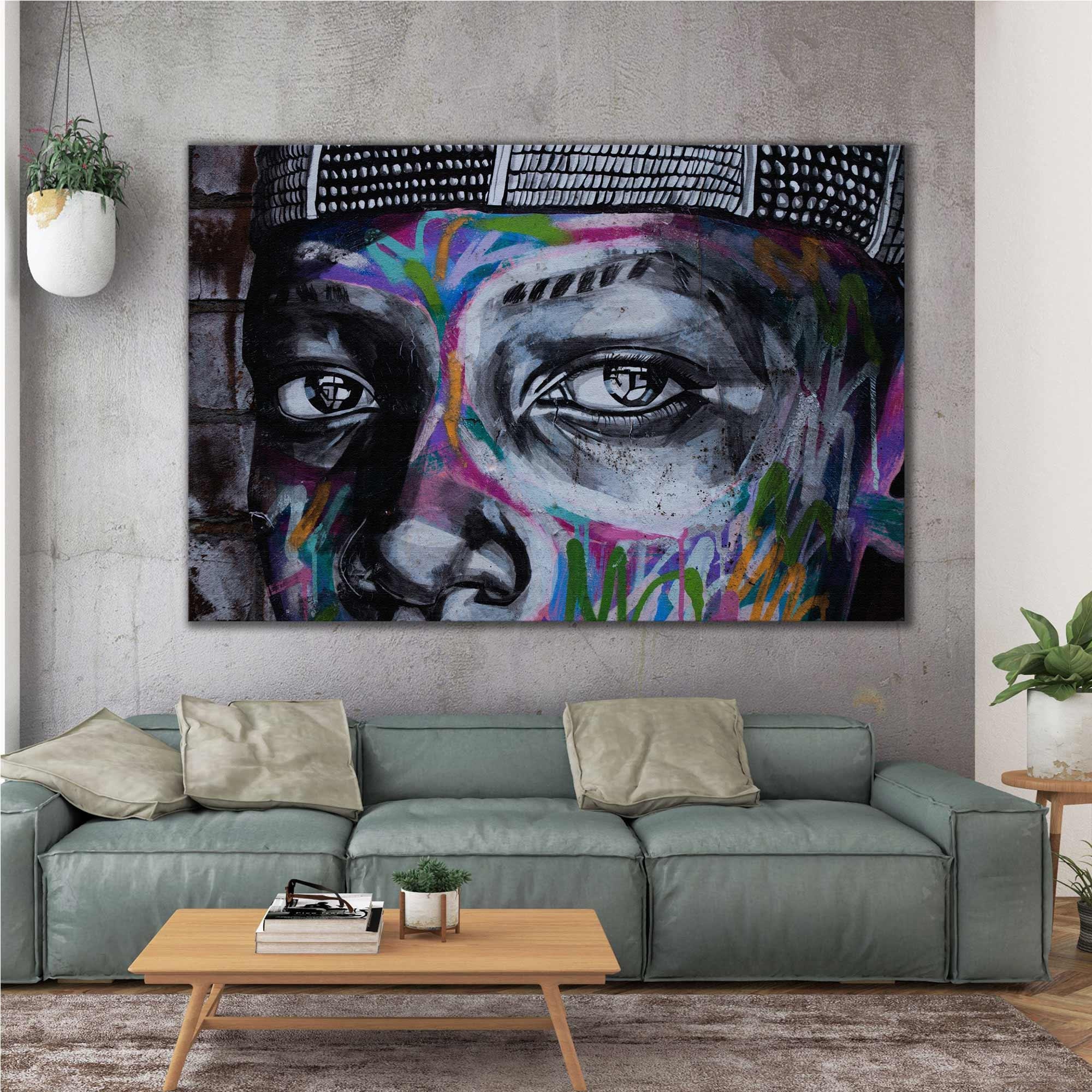 Graffiti Woman Face Street Art Roll Up Canvas, Stretched Can - Inspire ...