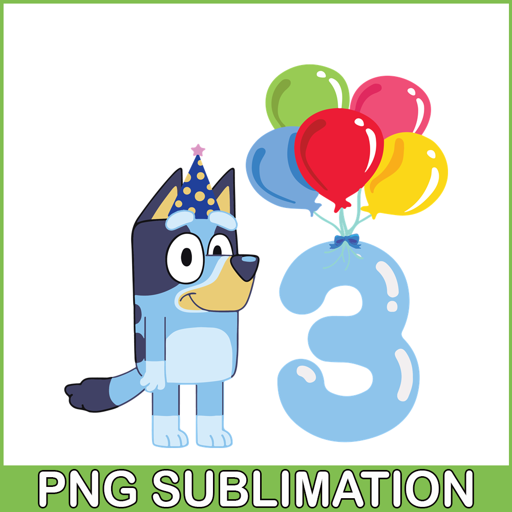 Bluey birthday 3 svg | Inspire Uplift