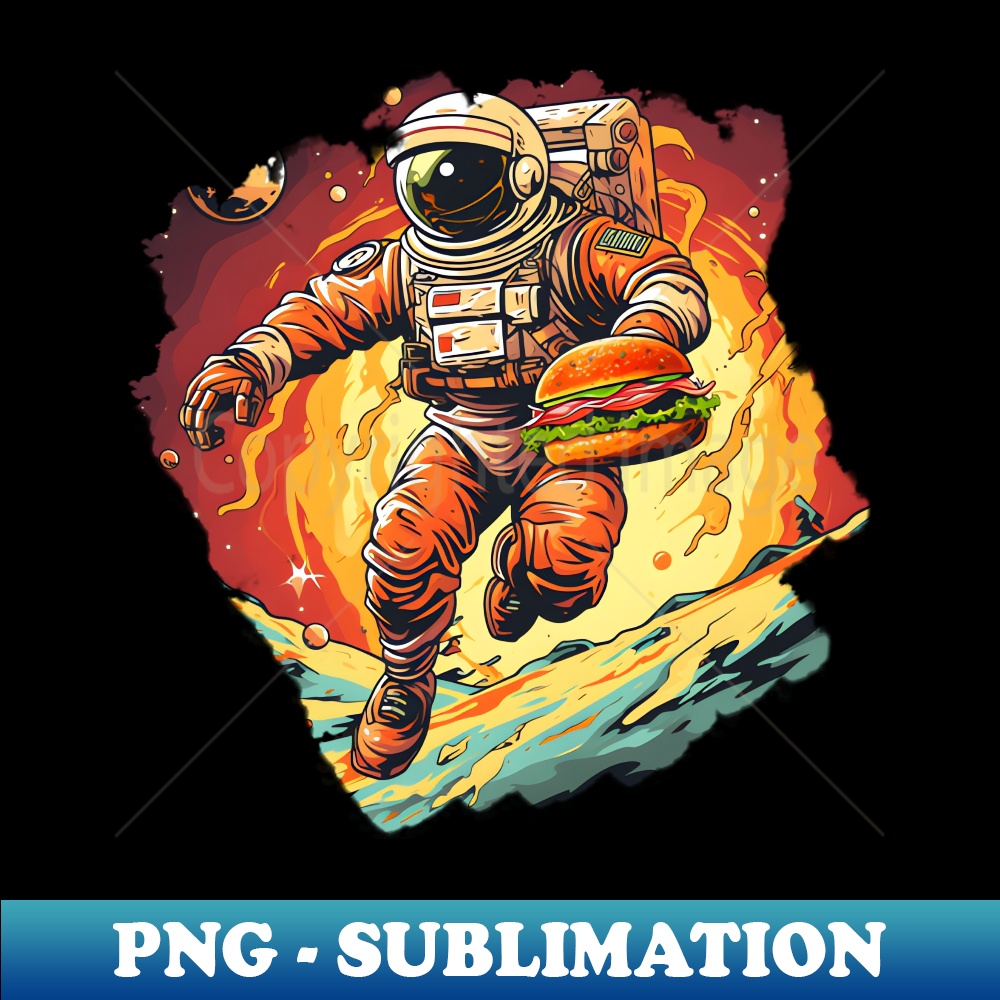 Human Astronaut with Hamburger on Arm in Space Vibrant Fant | Inspire ...