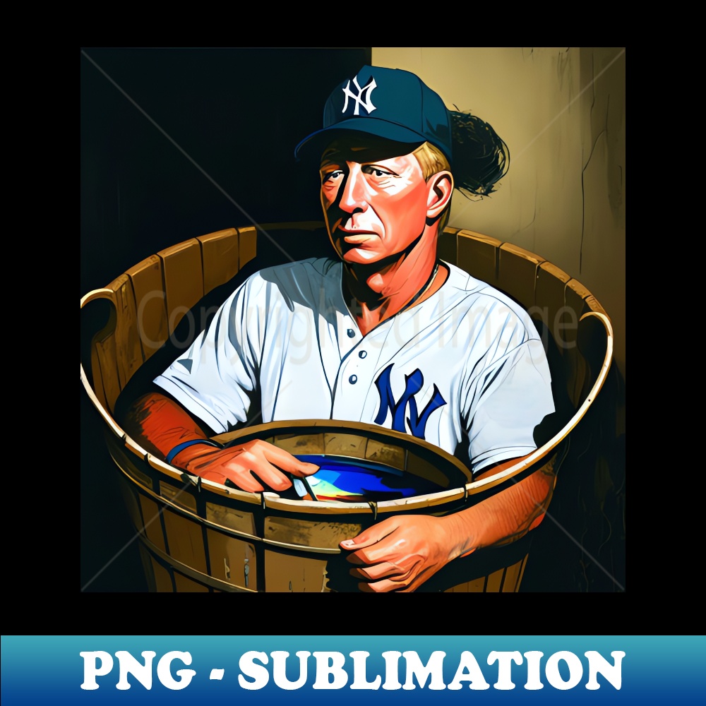 Mickey Mantle Sitting In A Wooden Bucket - Creative Sublimat | Inspire ...