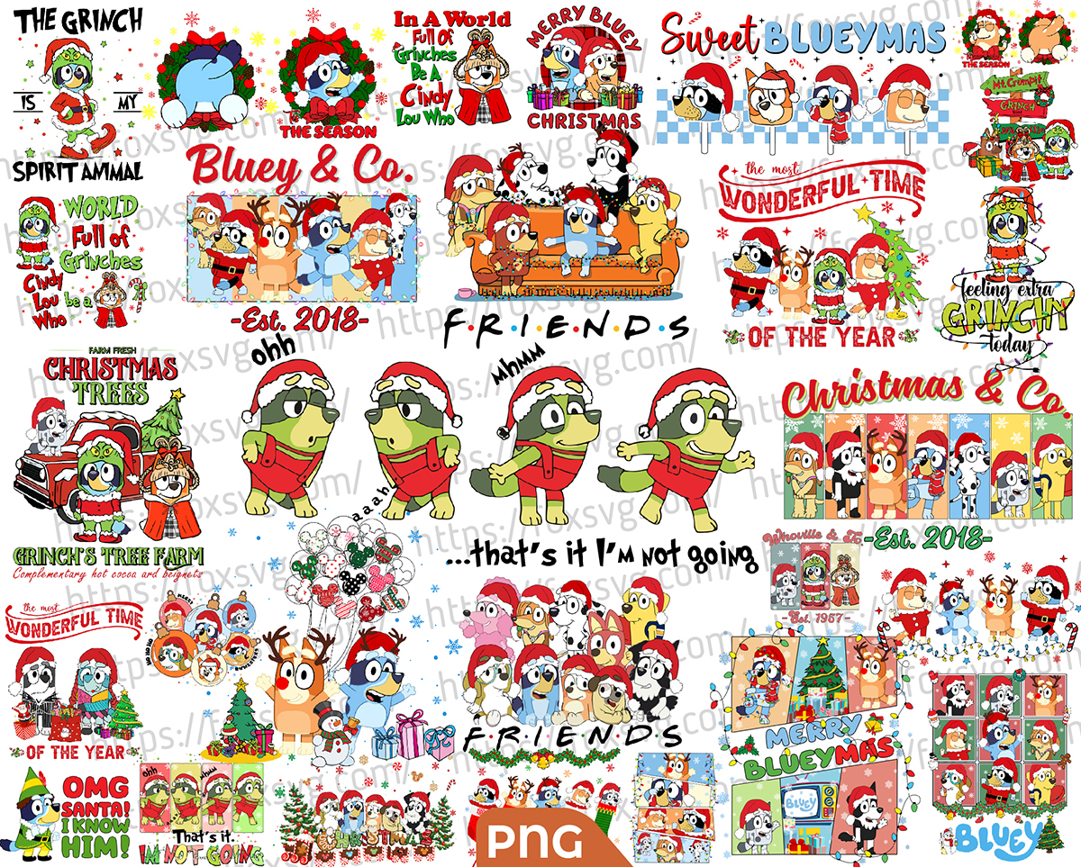 Bluey Christmas Png Pack, Bluey Family Christmas Png | Inspire Uplift