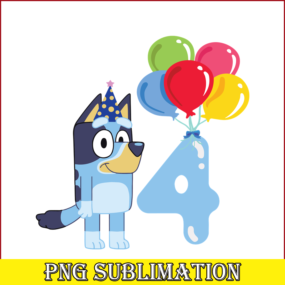 Bluey birthday 4 svg | Inspire Uplift