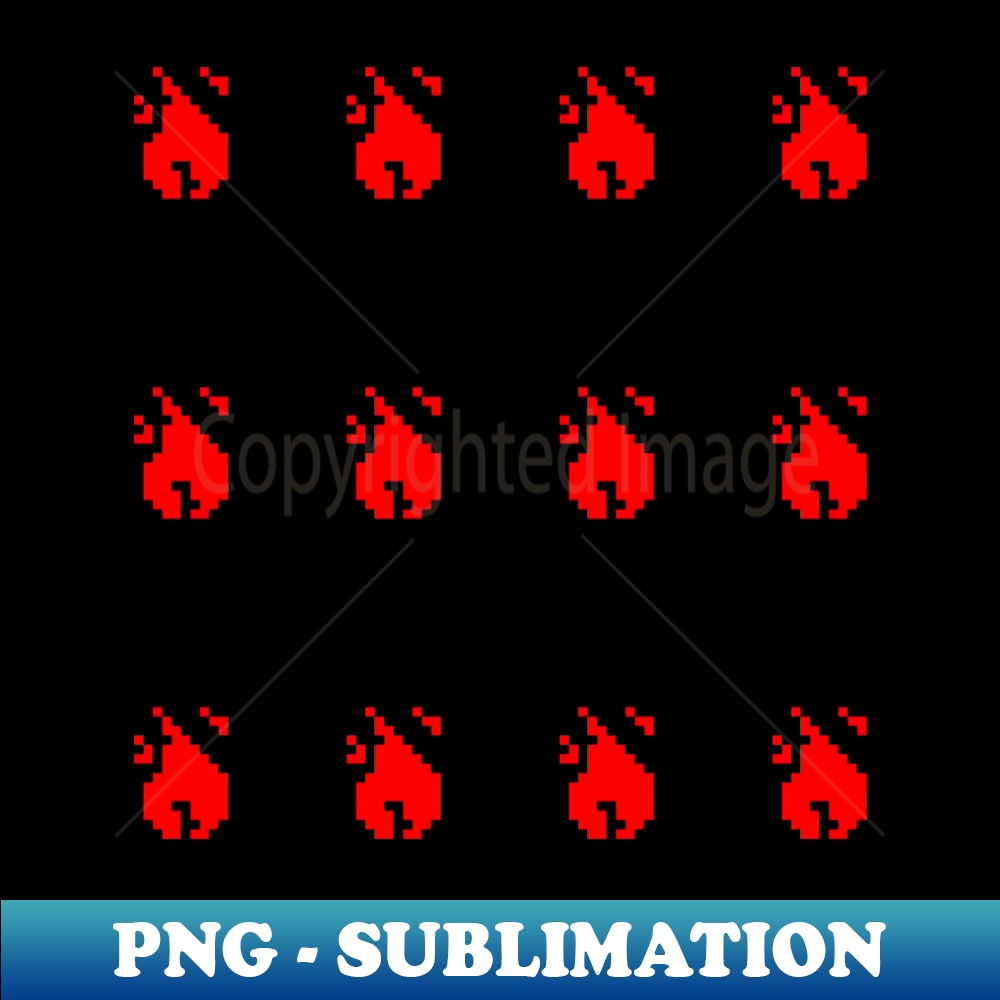 Pixel Art FIRE Emoji Bitmap - Retro PNG Sublimation Digital | Inspire ...