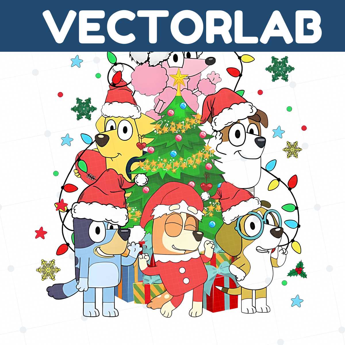 Bluey Characters Merry Christmas PNG Sublimation File | Inspire Uplift