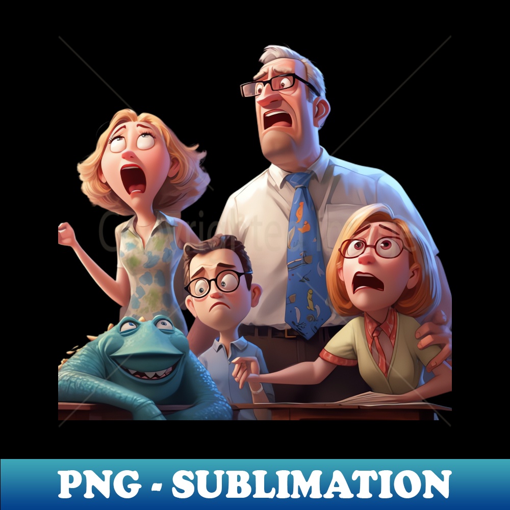 Scared Cartoon Family - Vintage Sublimation PNG Download - P | Inspire ...