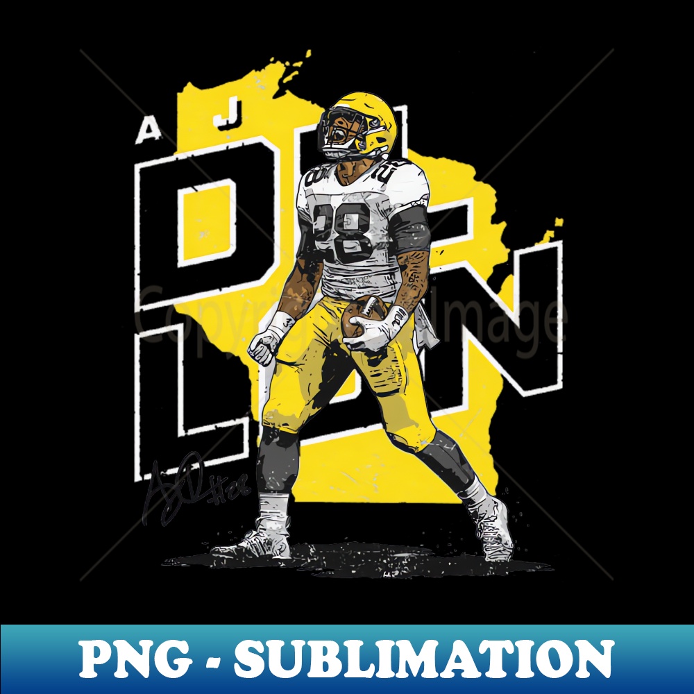 AJ Dillon Green Bay Player Map - Vintage Sublimation PNG Dow | Inspire ...