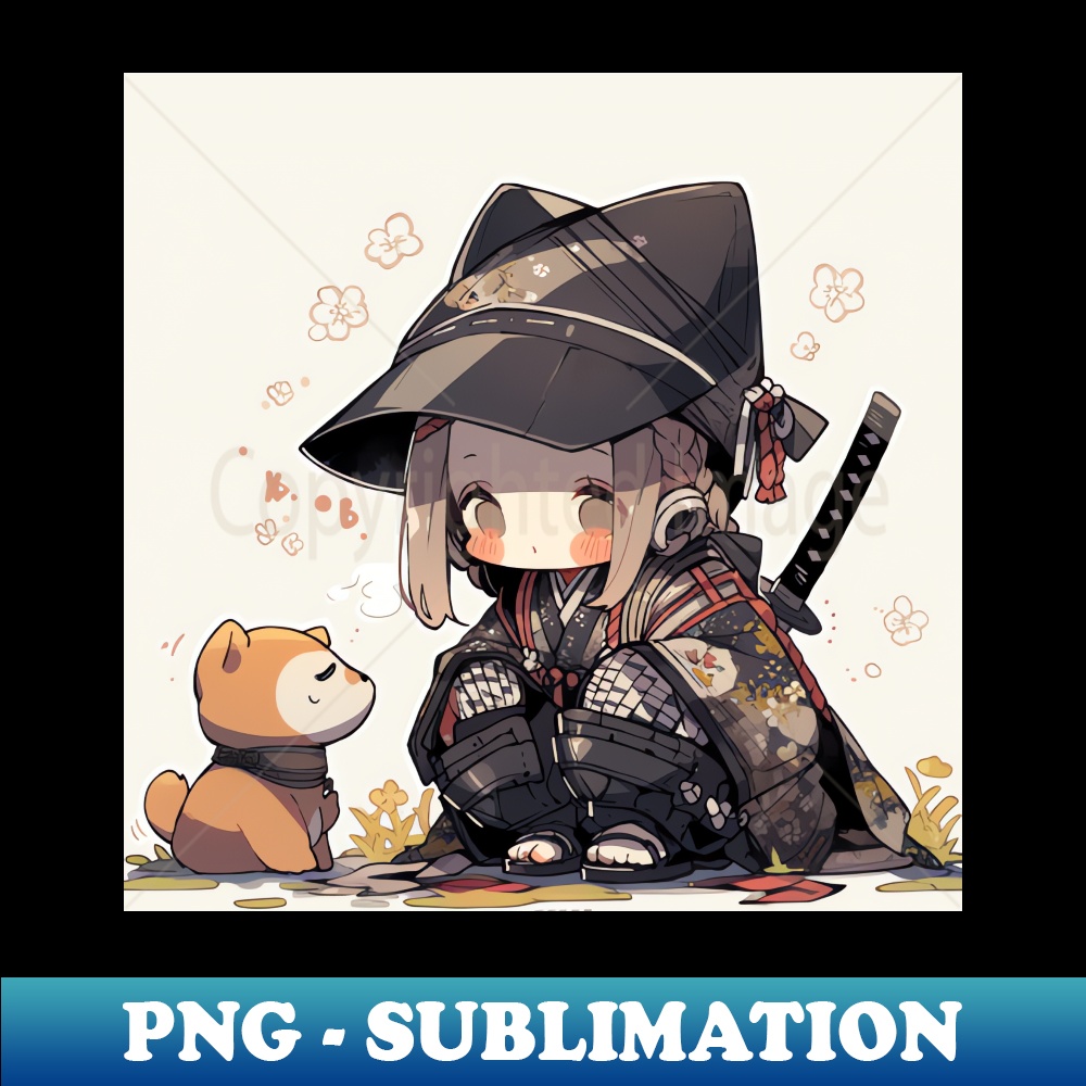 Chibi Samurai and her dog - Decorative Sublimation PNG File | Inspire ...