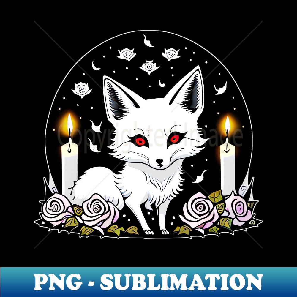 Gothic or Goth Fox with Candles and Roses Black and White D | Inspire ...