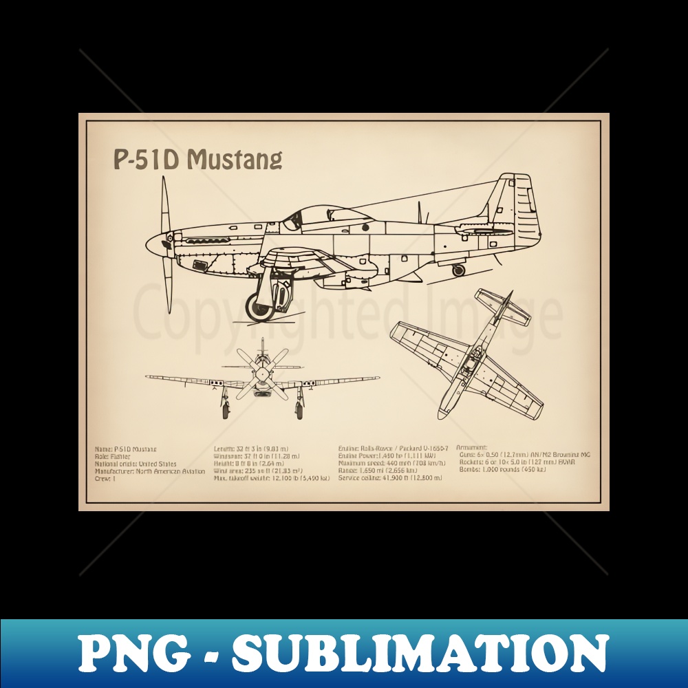North American P-51D Mustang Airplane Blueprint - SD - Subli | Inspire ...