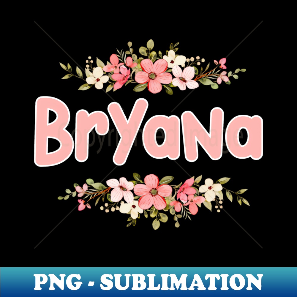 Flower Border Bryana Name Label - PNG Transparent Sublimatio | Inspire ...