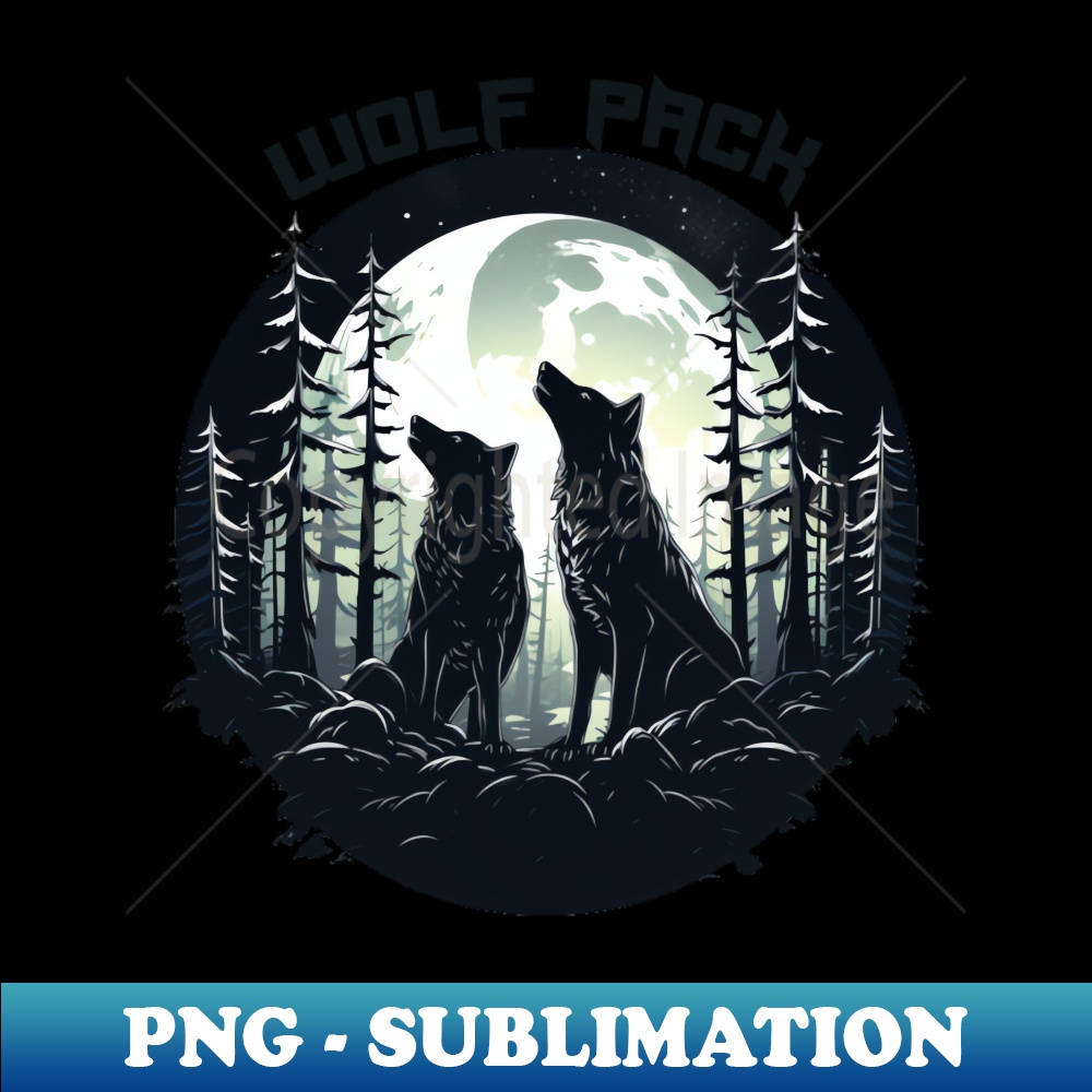 Wolf Pack of Two Wolves Howling at the Moon - Instant PNG Su | Inspire ...