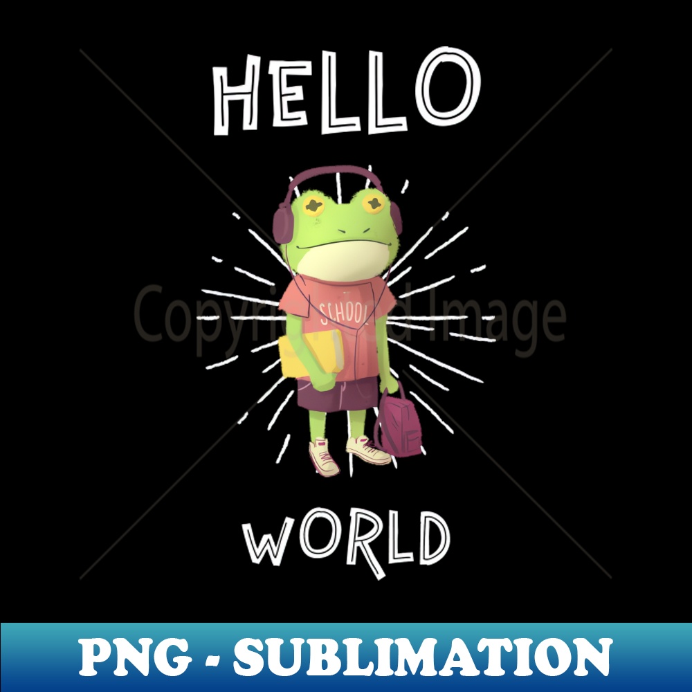 Hello World Frog on the go - Exclusive PNG Sublimation Downl | Inspire ...
