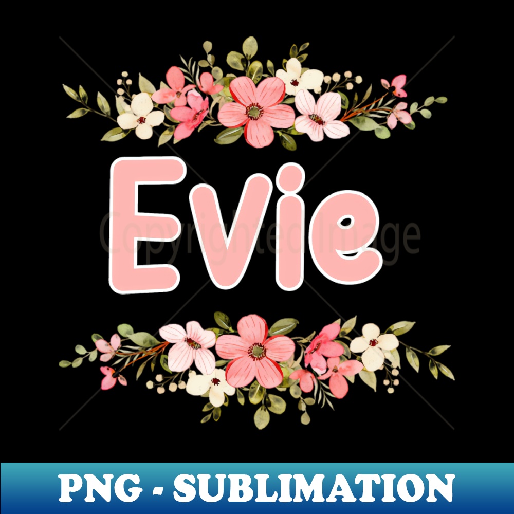 Flower Border Evie Name Label - Unique Sublimation PNG Downl | Inspire ...