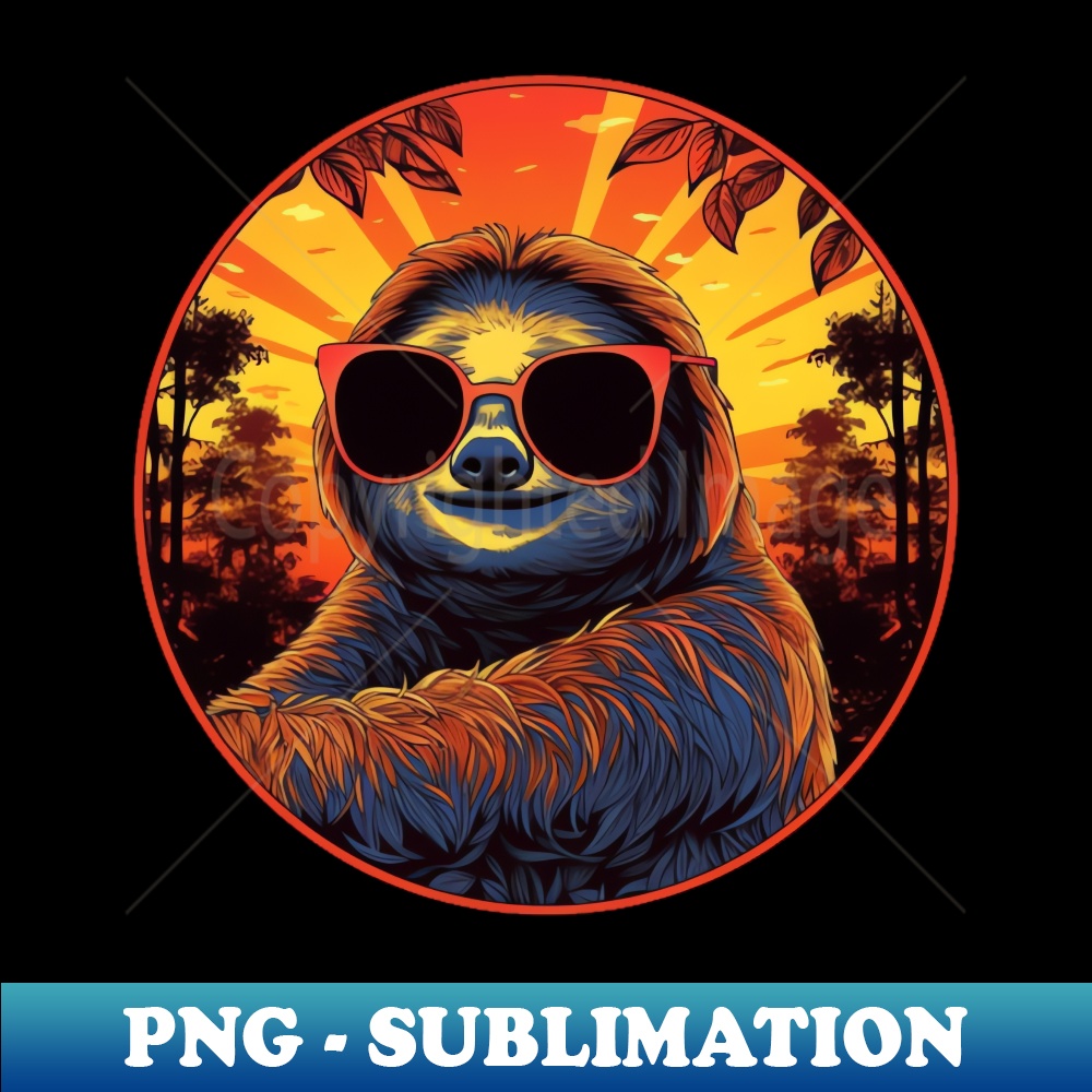 A Smiling Sloth with an Orange Sunset Sloth with Sunglasses - Inspire ...