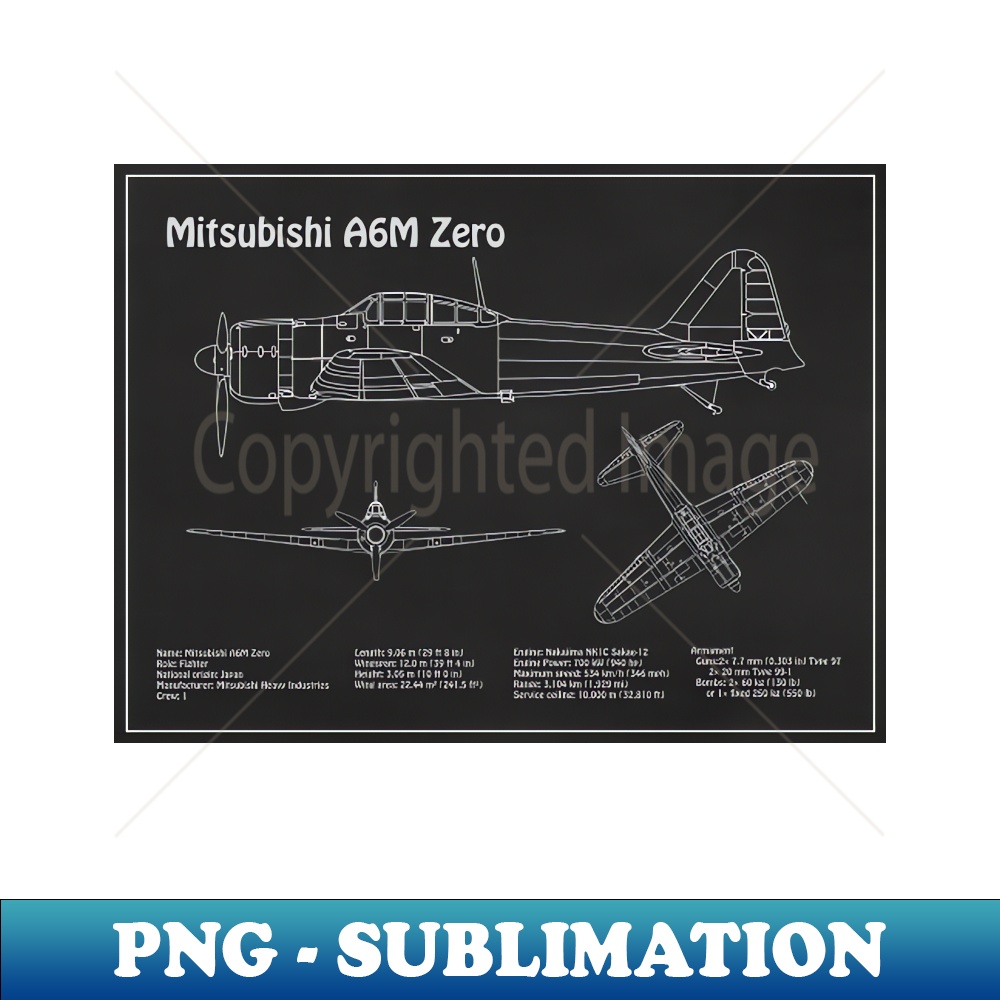 Mitsubishi A6M Zero Airplane Blueprint - PD - PNG Transparen | Inspire ...