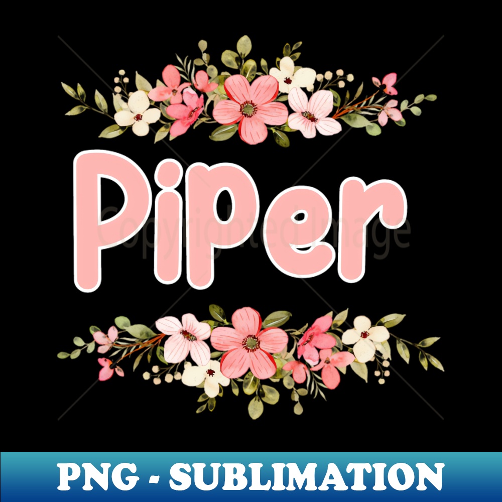 Flower Border Piper Name Label - Vintage Sublimation PNG Dow | Inspire ...
