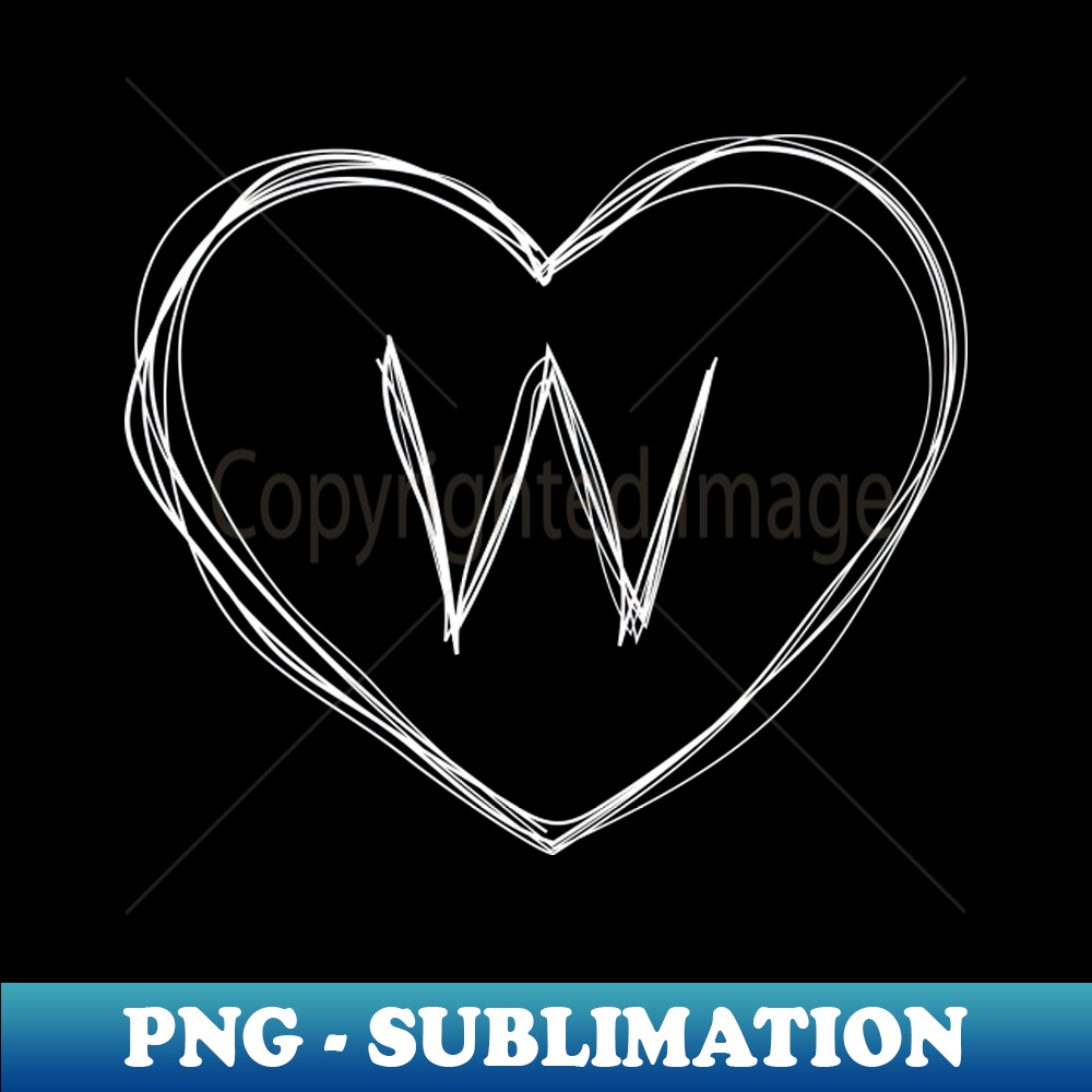 Letter W with heart frame in lineart style - Unique Sublimat - Inspire ...