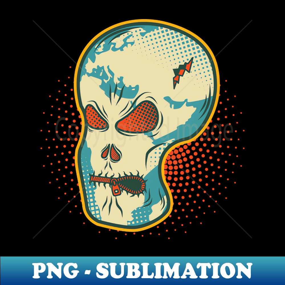 Speak Up Earth Skull - Retro Colors - High-Quality PNG Subli | Inspire ...