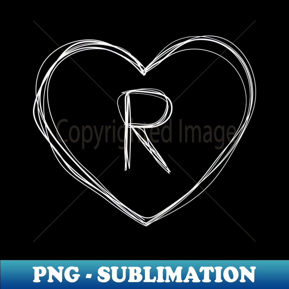 Letter R with heart frame in lineart style - Elegant Sublima | Inspire ...