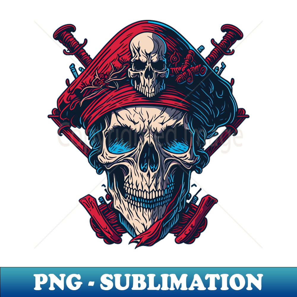 Pirate Jolly Roger Skull Wrecked Red White - Signature Subli | Inspire ...