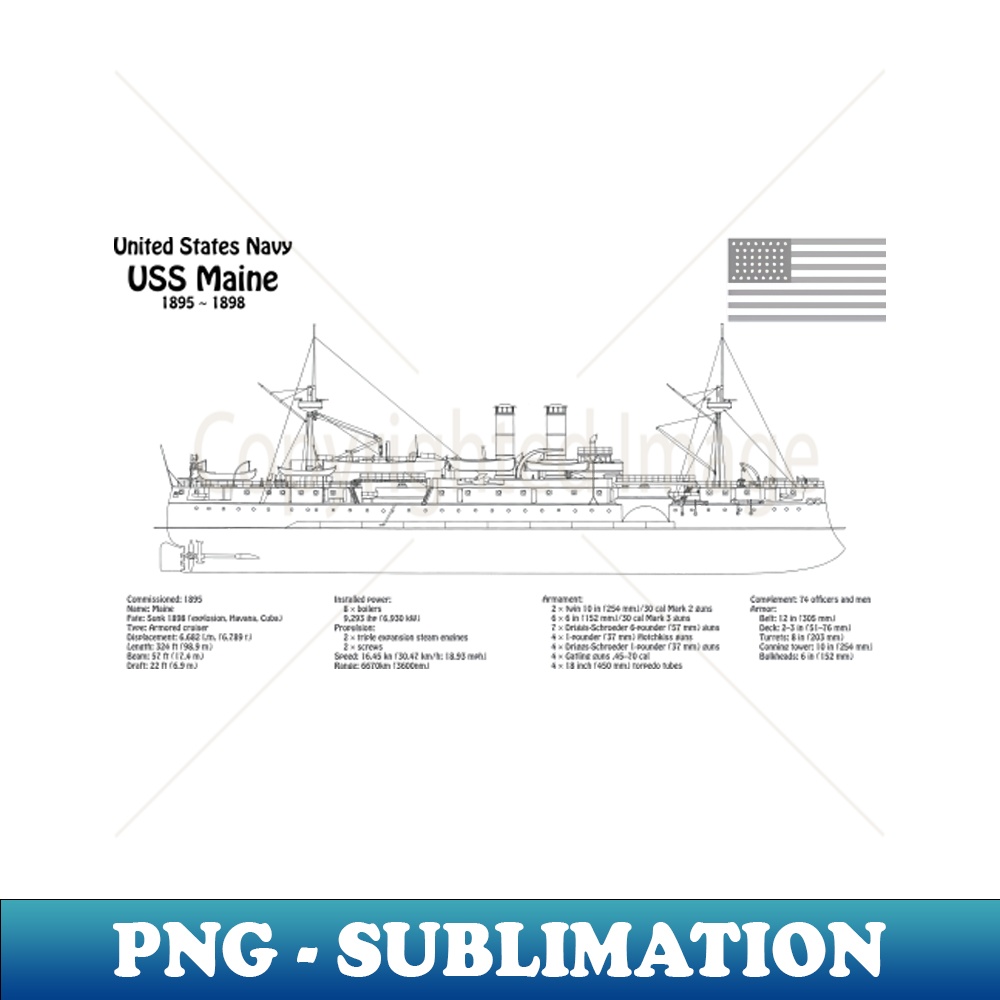 USS Maine battleship cruiser ACR-1 - SDpng - Exclusive Subli - Inspire ...
