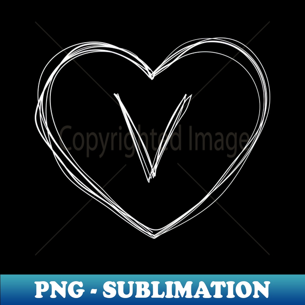 Letter V with heart frame in lineart style - Unique Sublimat | Inspire ...