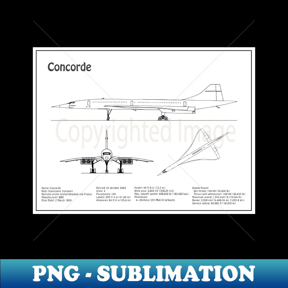 Concorde - Airplane Blueprint - BD - Unique Sublimation PNG | Inspire ...