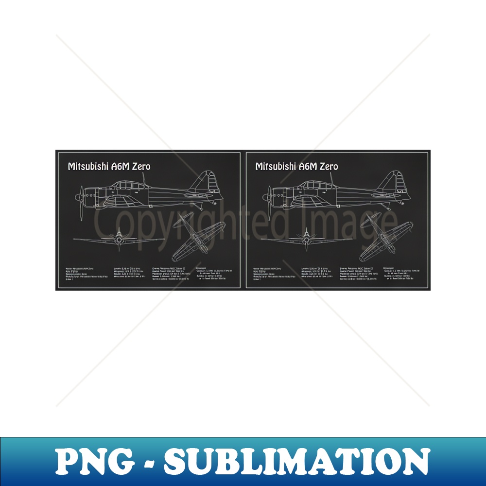 2 SIDES PRINT - Mitsubishi A6M Zero Airplane Blueprint - CPD | Inspire ...