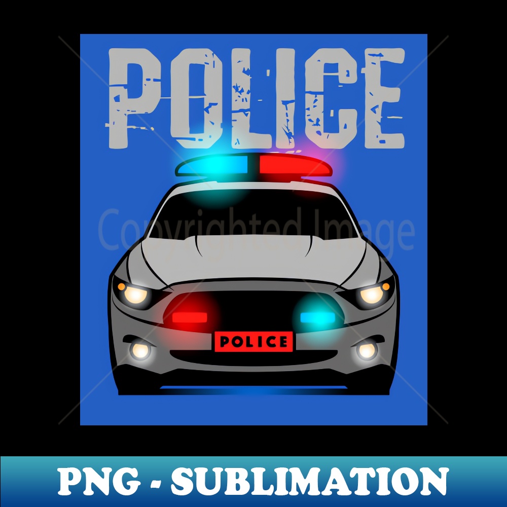 Police Car With Full Blinking Lights - Retro PNG Sublimation | Inspire ...