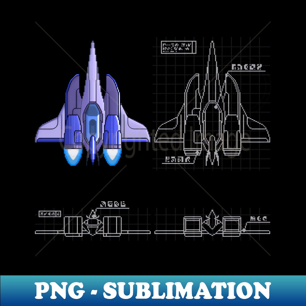 Pixel Art Spaceship Blueprint - Stylish Sublimation Digital - Inspire ...