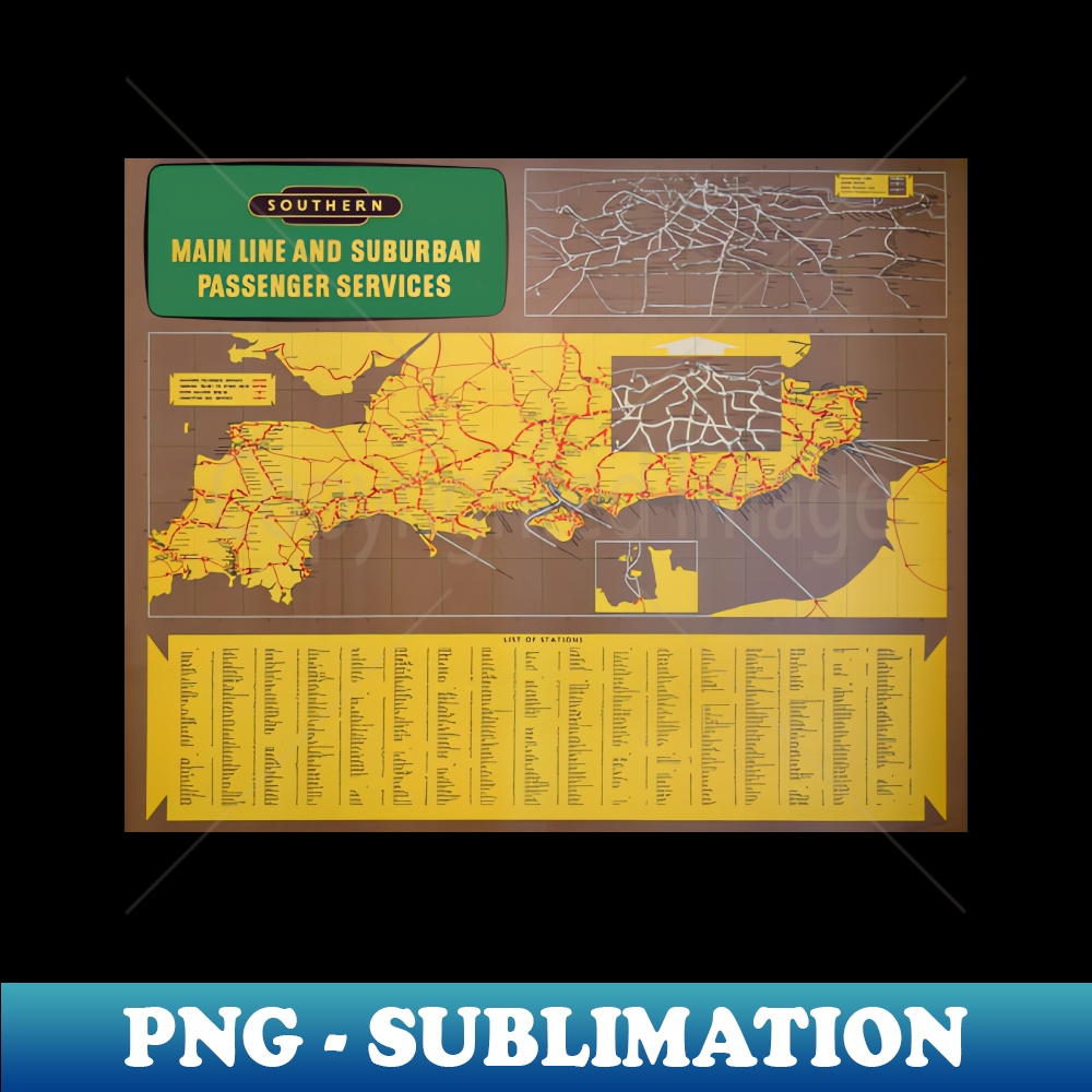 Vintage network map of the Southern Railway - Exclusive PNG - Inspire ...