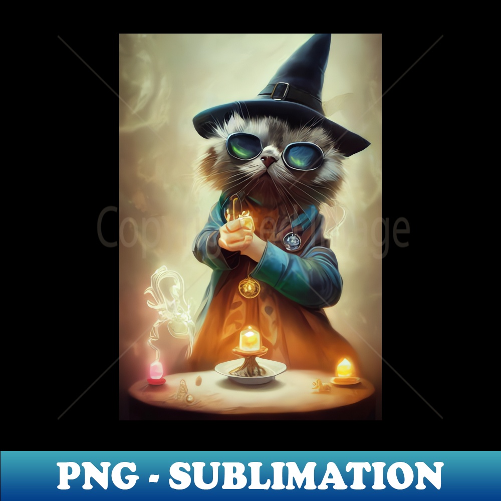 Fantasy Cat Magical Wizard - Decorative Sublimation PNG File | Inspire ...