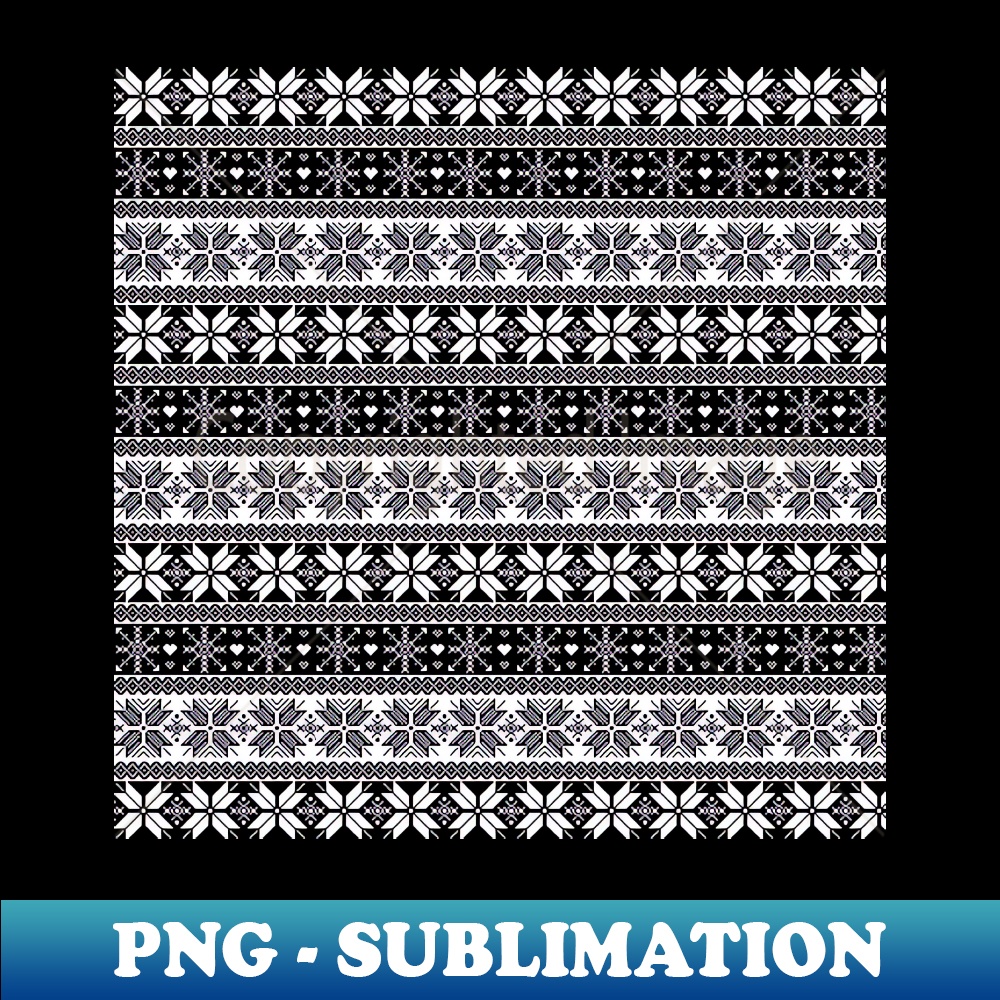 Black Winter Fair Isle Pattern - Vintage Sublimation PNG Dow | Inspire ...
