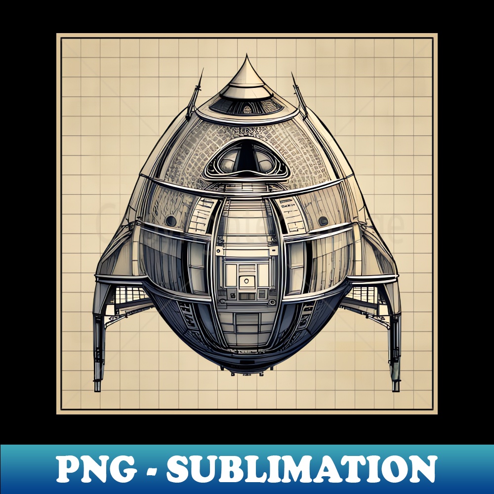 Retro Spaceship Design plan drawing - Elegant Sublimation PN | Inspire ...