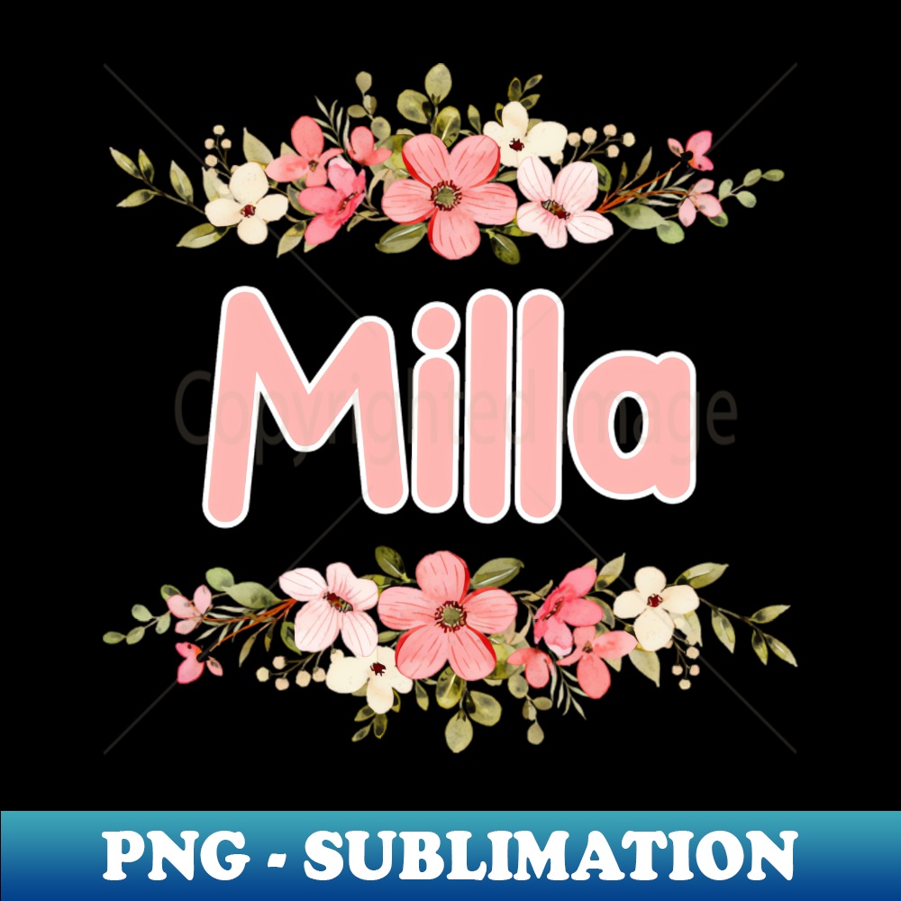 Flower Border Milla Name Label - Creative Sublimation PNG Do | Inspire ...