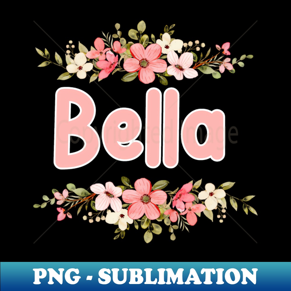 Flower Border Bella Name Label - Retro PNG Sublimation Digit | Inspire ...