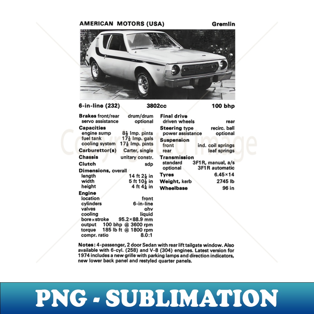 AMC GREMLIN - technical data - Modern Sublimation PNG File - - Inspire ...