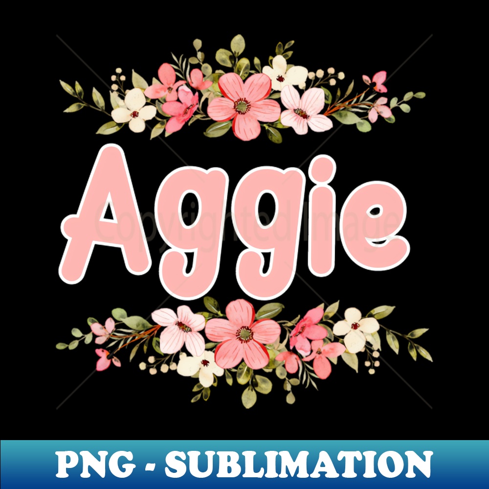 Flower Border Aggie Name Label - Unique Sublimation PNG Down | Inspire ...