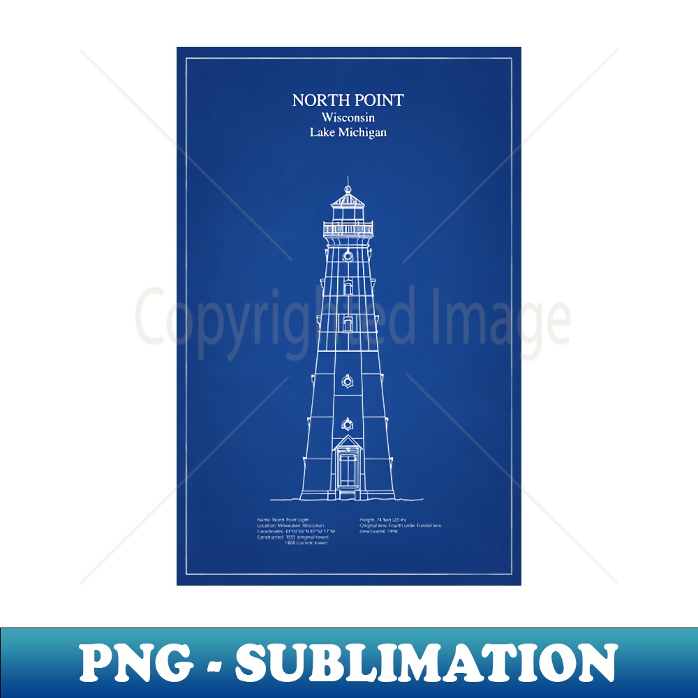 North Point Lighthouse - Wisconsin - AD - Retro PNG Sublimat | Inspire ...