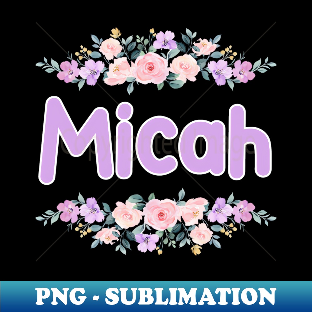 Purple Flower Micah Name Label - PNG Transparent Digital Dow | Inspire ...
