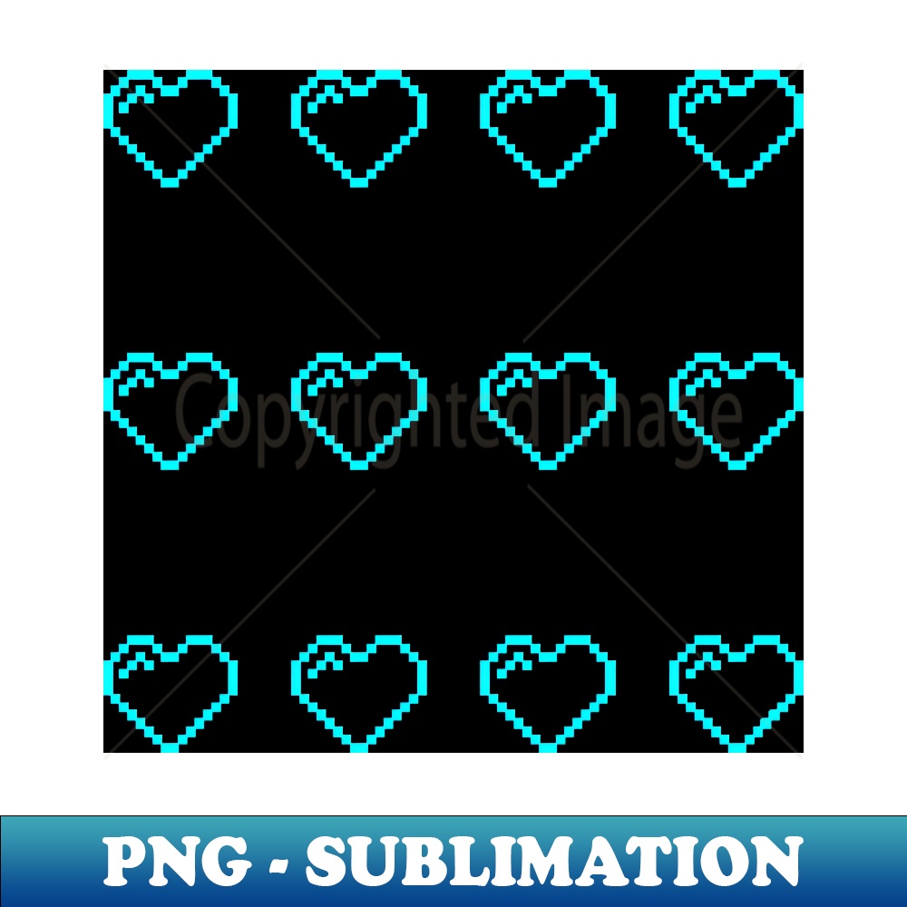 Pixel Art CYAN HEART Outiline Emoji Bitmap - Decorative Subl | Inspire ...